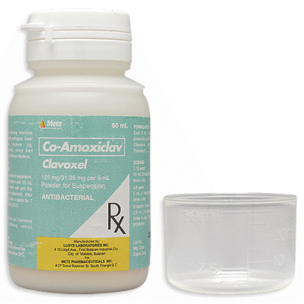 CLAVOXEL Co-Amoxiclav 125mg / 31.25mg per 5mL Powder for Suspension 60mL price in the ...